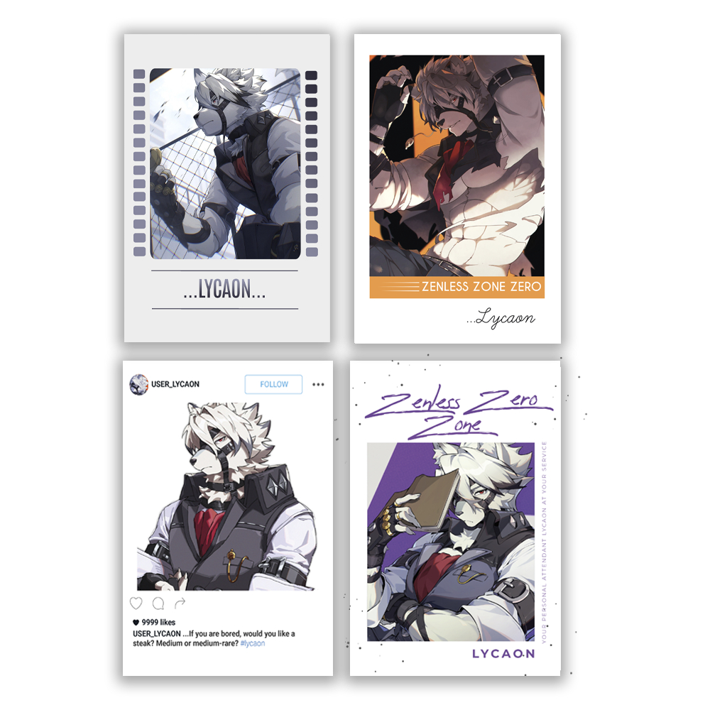 Pack of 4 pola cards of Lycaon game character Zenless Zone Zero ...