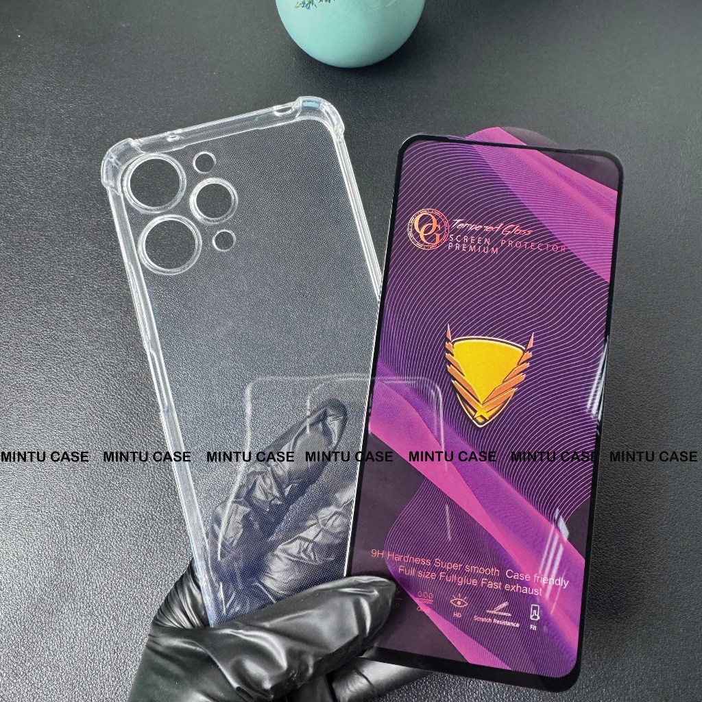 Xiaomi Redmi 12 Case and Tempered Glass - Shockproof Transparent Type ...