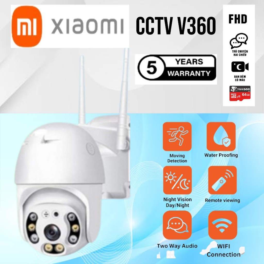 Security Camera CCTV V360 Degree 1080P FHD WiFi IP-IP66 Vis IR ...