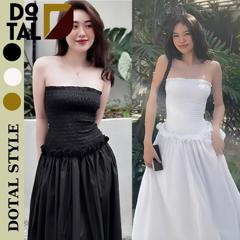 Black White Elastic Chest Cup Chest Cup Dress, maxi Skirt With Elastic ...