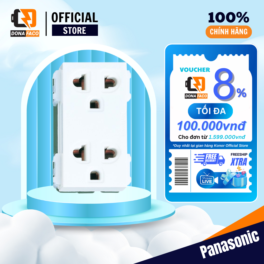 Panasonic 16A double 3-pin power outlet with safety cover, Genuine Wide ...