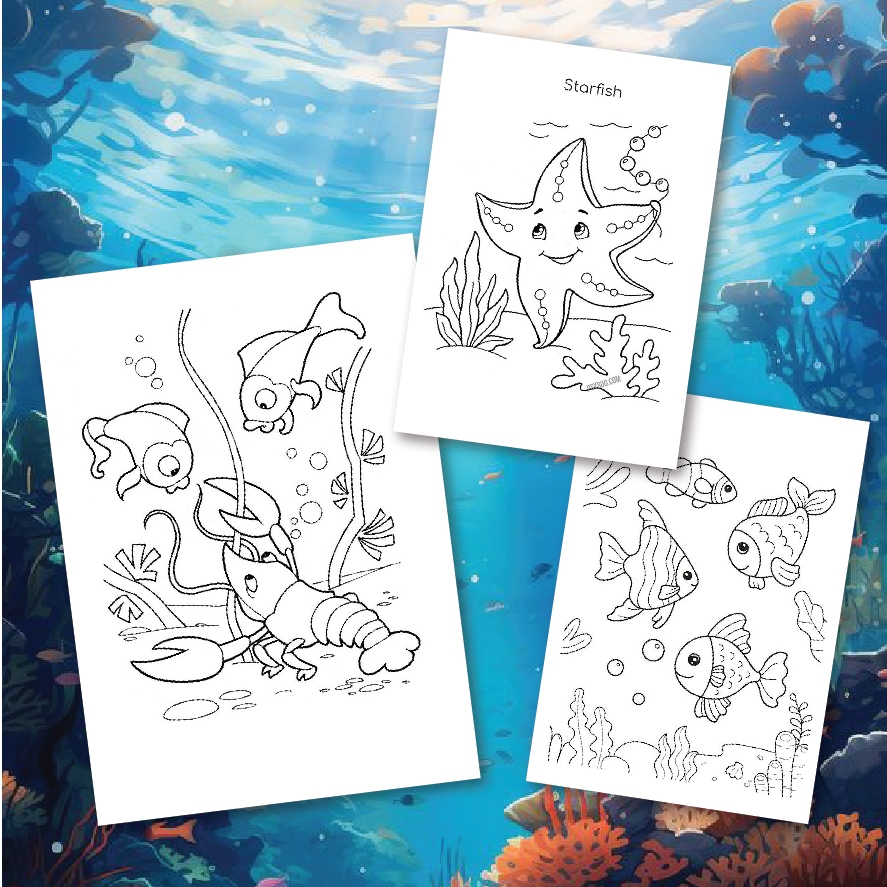 Coloring pictures with Ocean Discovery theme Coloring Sea animals, Set ...