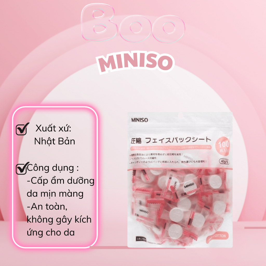 Bag (100 Tablets) Miniso Compressed Paper Mask Moisturizes Smooth Skin ...
