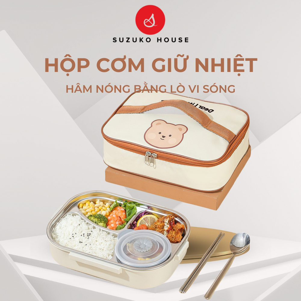 SUZUKO HOUSE 304 stainless steel lunch box, cute Bear office lunch box ...