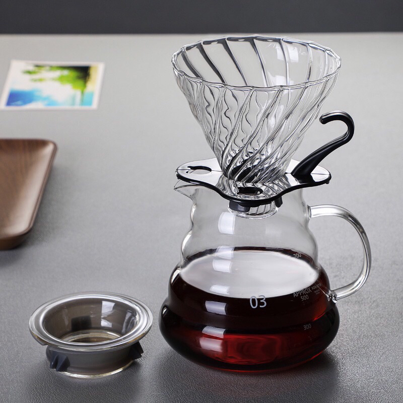 V60 filter paper coffee pot and funnel set / Glass Coffee Container ...