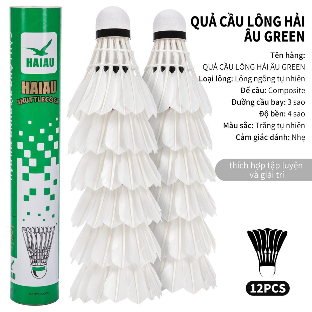 Green Seagull Badminton Tube 6-12 Balls Made of Natural Goose Feathers ...