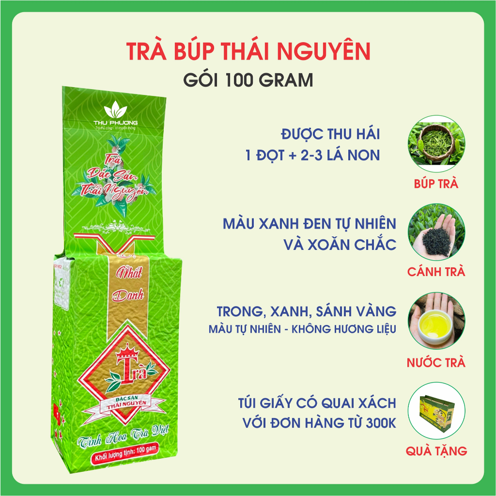 100g Popular Thai Nguyen bud tea, easy to drink, rich in water, light ...