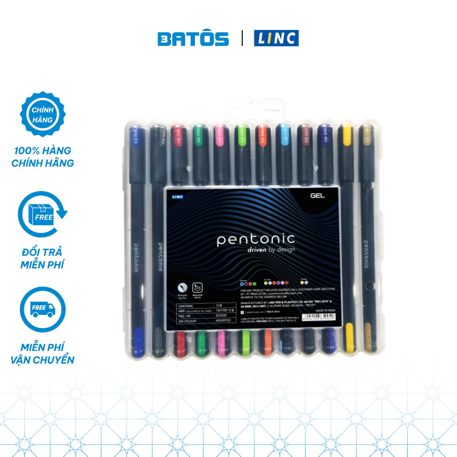 LINC Pentonic gel pen box of 12 different ink colors, super smooth ...