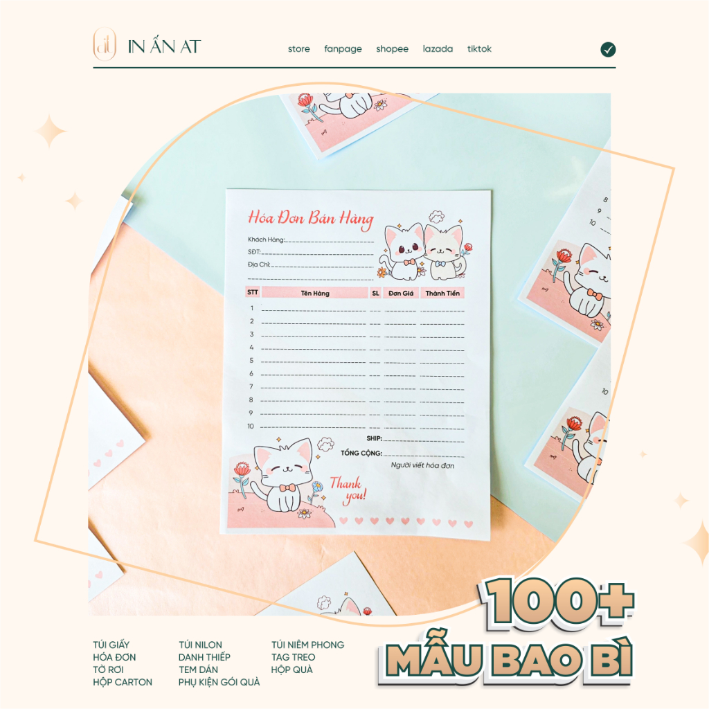 Sales INVOICE - Sales note with many cute designs - Set of 50 loose ...