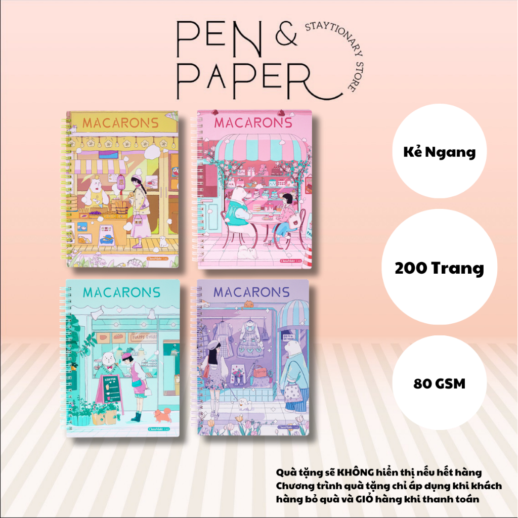XO Classmate Double Spring Book Macarons Horizontal Line 200 Pages 80 ...