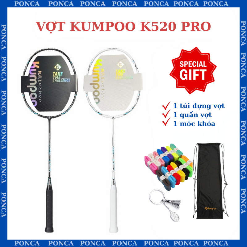 Genuine Kumpoo K520pro Badminton Racket Carbon Frame 82g 4U/G5 ...
