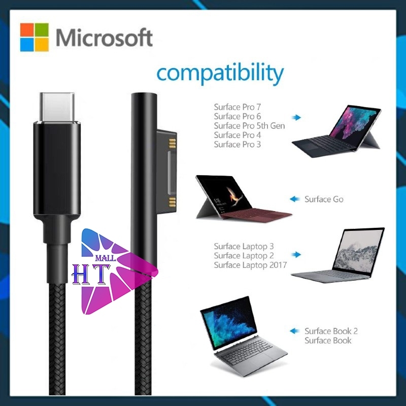 Pd Type C to Surface Pro 3 4 5 6 7 8 9 Surface Go Surface Book 1 2 ...