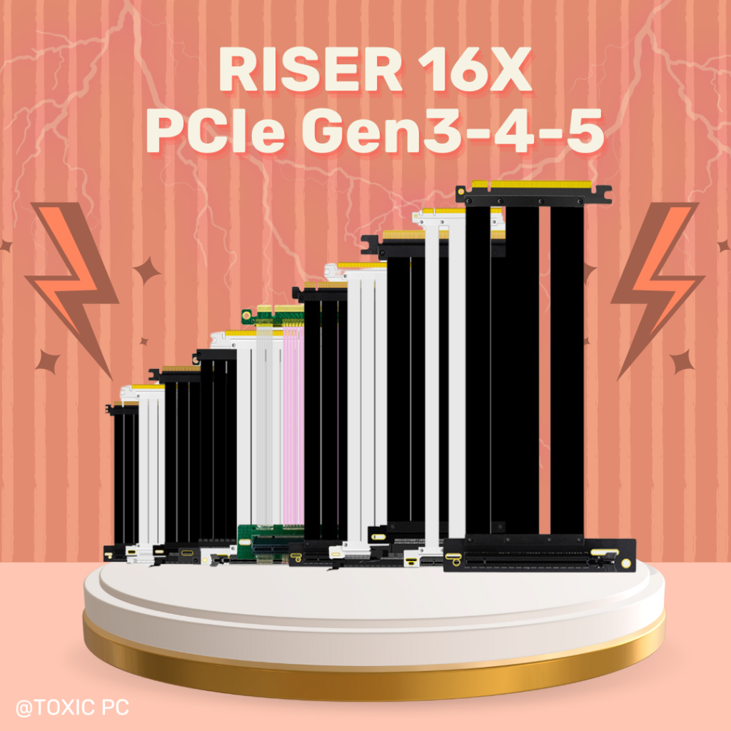 Genuine VGA Riser Cable 20cm Long PCI-e 3.0 and 4.0 Standard Black and ...