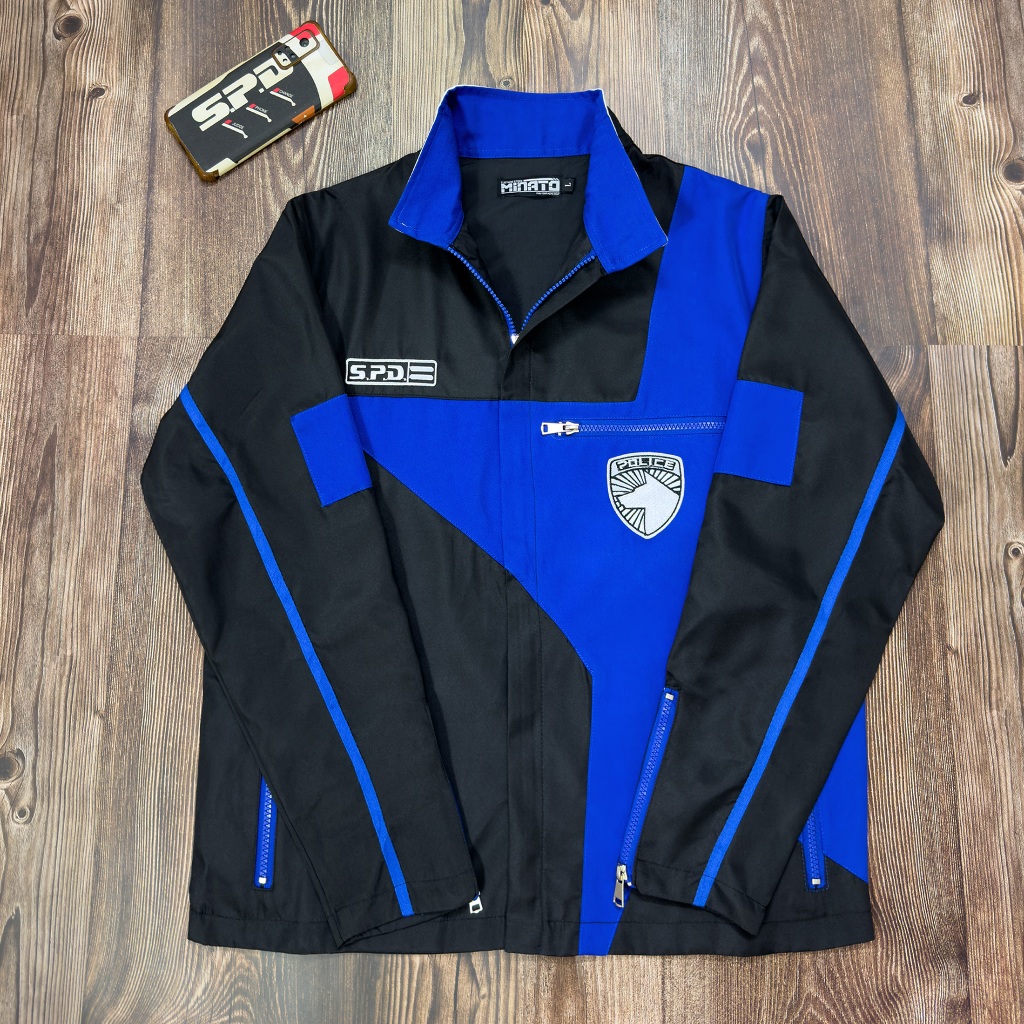Jacket Unisex Parachute Embroidery Deka Pattern In Blue Ver 2024 ...