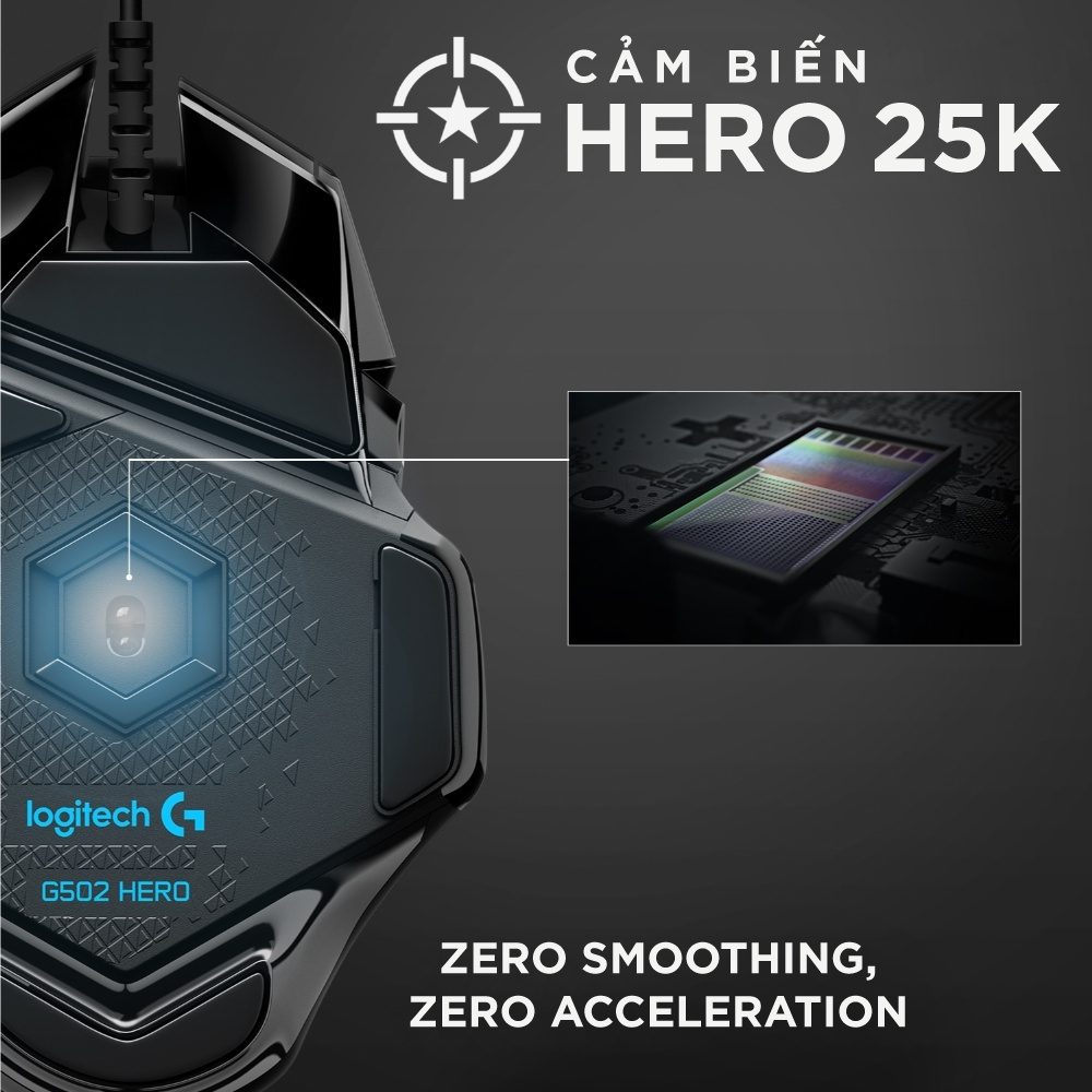 Logitech G502 Hero wired gaming mouse - Hero RGB sensor, 11 ...