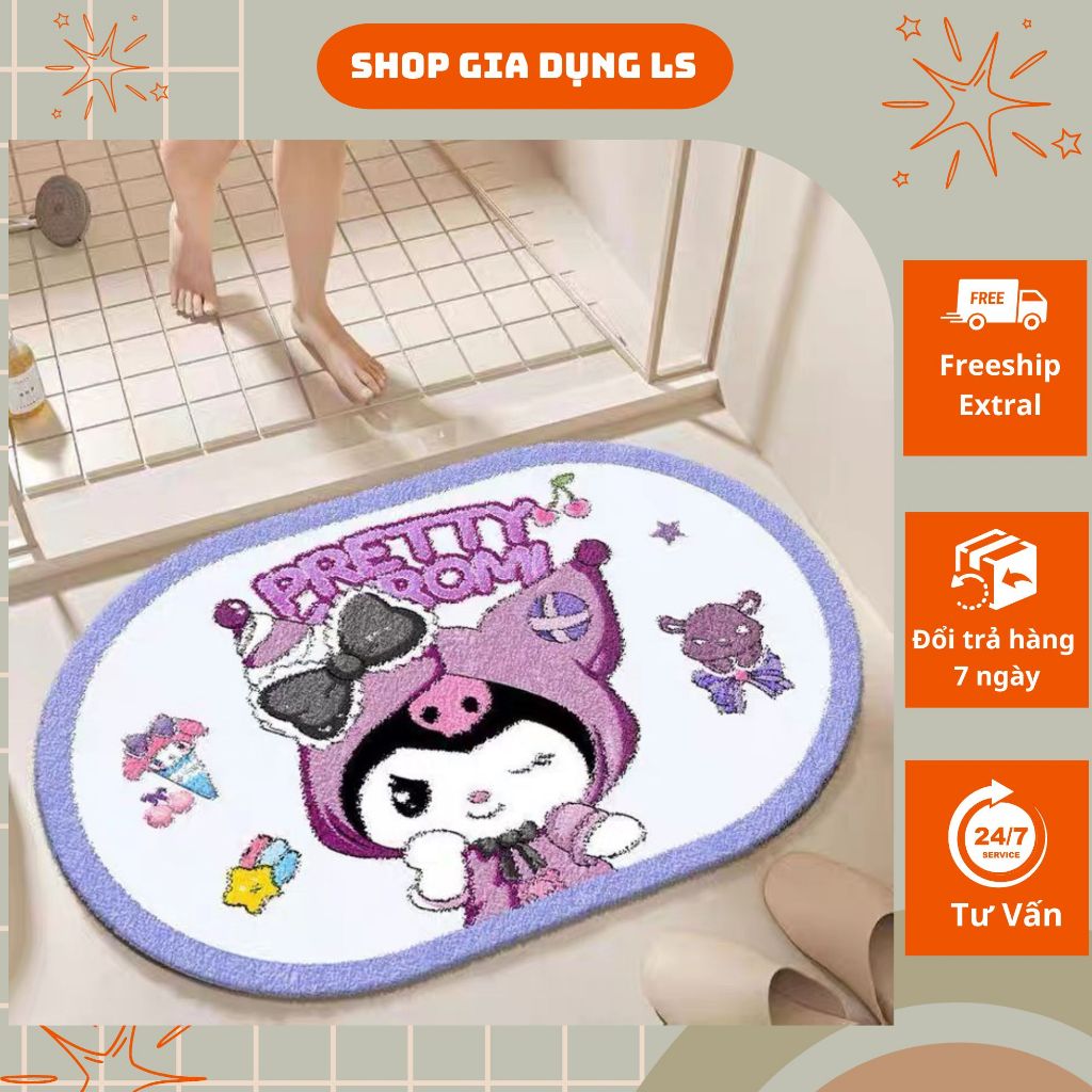 Kuromi Foot Cleaning Mat, Super Absorbent Cute Textured Foot Cleaning ...