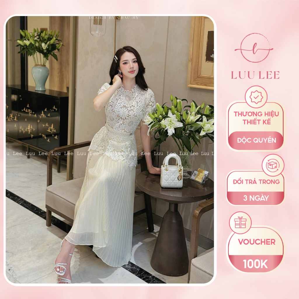 LEE Lace skirt Set with long, luxurious lady style pattern Design BY LUU LE LV446 | Shopee ...