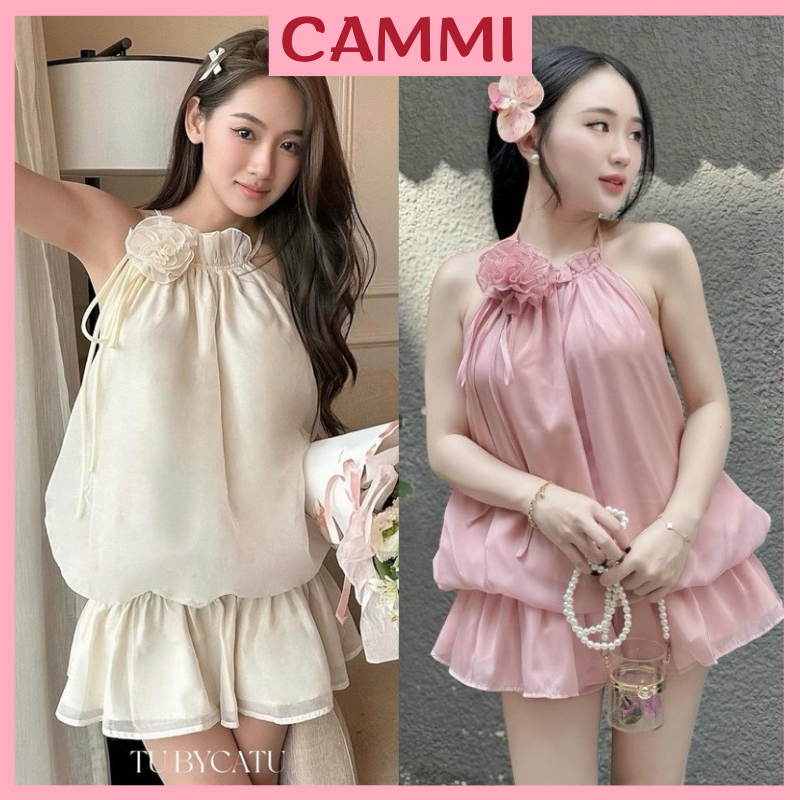 Set of Foam Silk Camisole with Flowers 2 Layers and 4 Colors Included ...