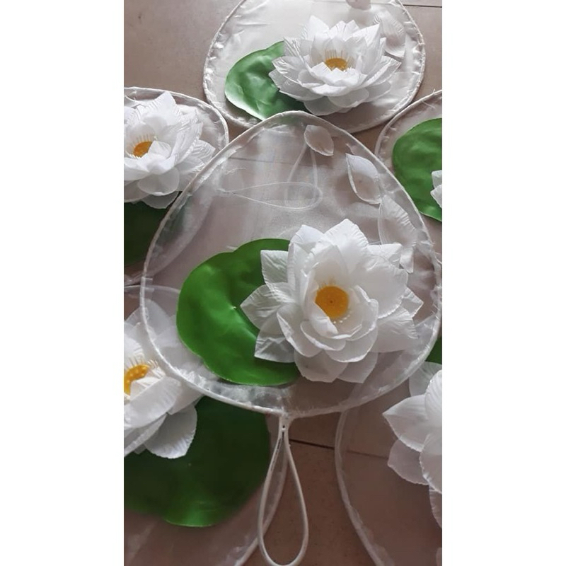 Leaf fan with lotus flowers for performing arts with sturdy iron frame ...