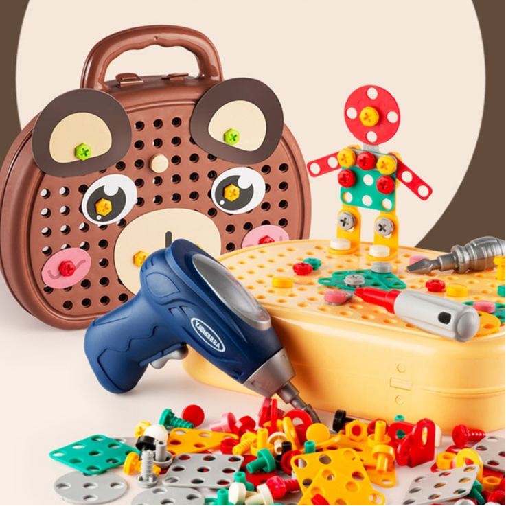 Assembled engineer toy suitcase set for children, screwdriver toy set ...