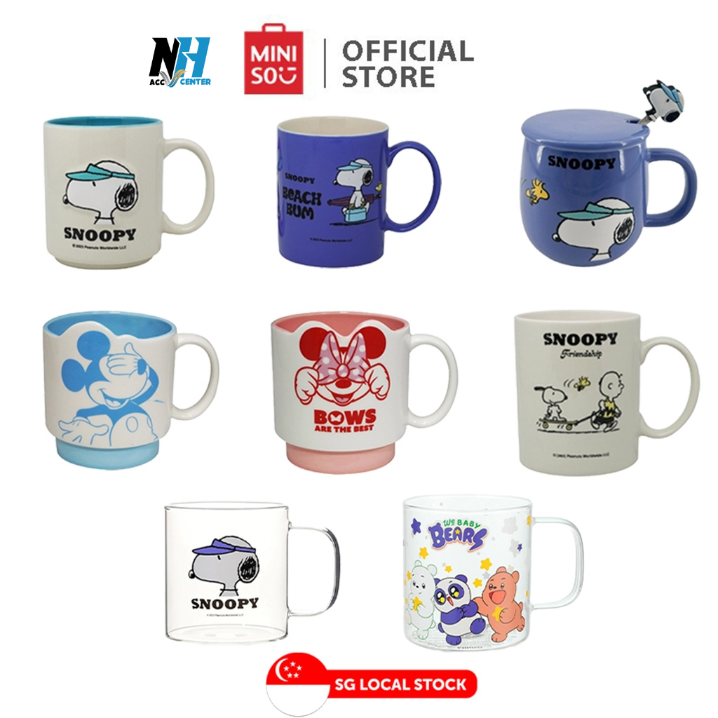 MINISO MINSO Snoopy Travel imported ceramic cup/cup (with lid and spoon ...