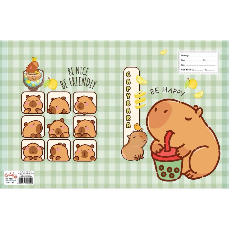 Pack of 10 convenient 2-in-1 glass notebook sheets with cute CAPYBARA ...