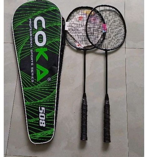 2 COKA508 badminton rackets, stretch net with racket case | Shopee ...