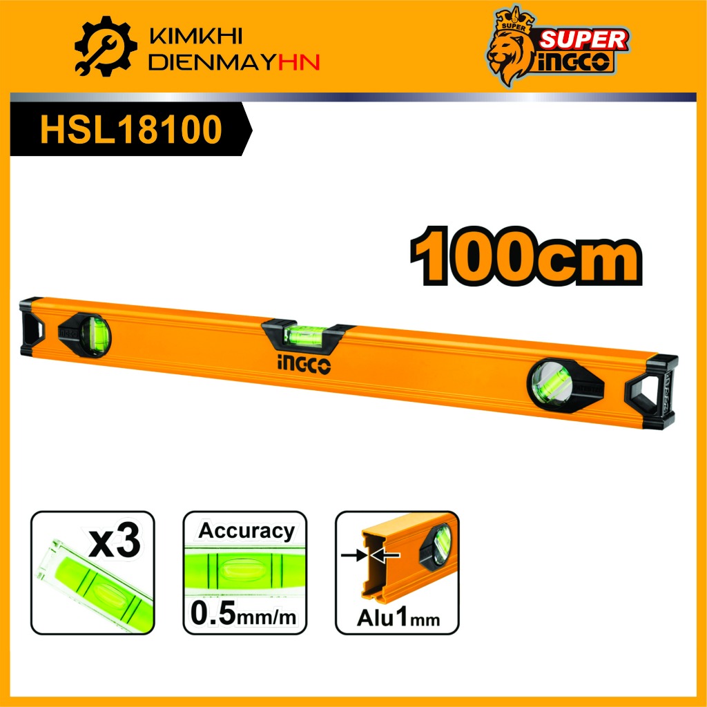 Ingco HSL18100 high quality aluminum Nivo ruler, 100CM long | Shopee ...