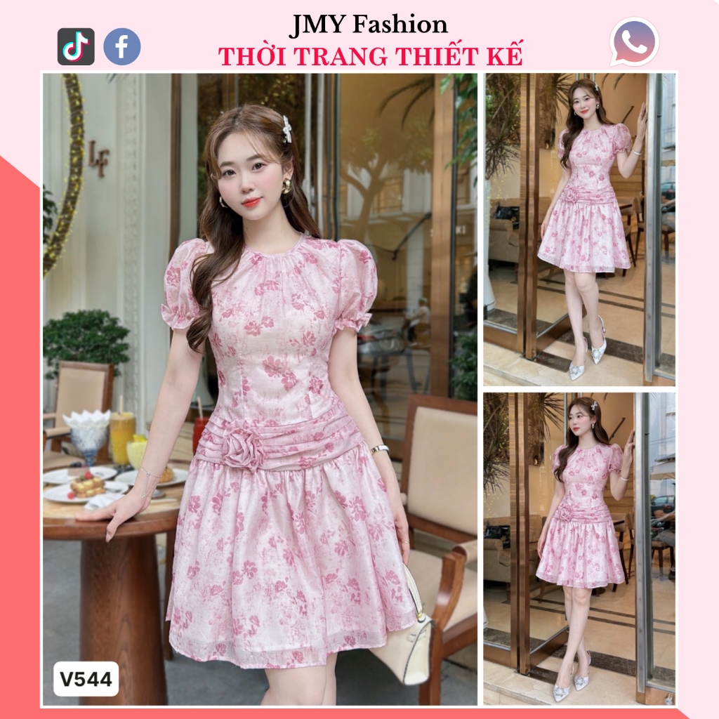 V544 Luxurious short spread dsang A skirt with pink flower pattern [TH Ha Thanh] young lady ...