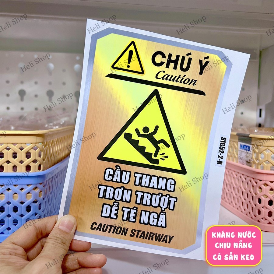 Slippery Stair Decal, Easy to Fall, Attention Sign, Notice, Reminder ...