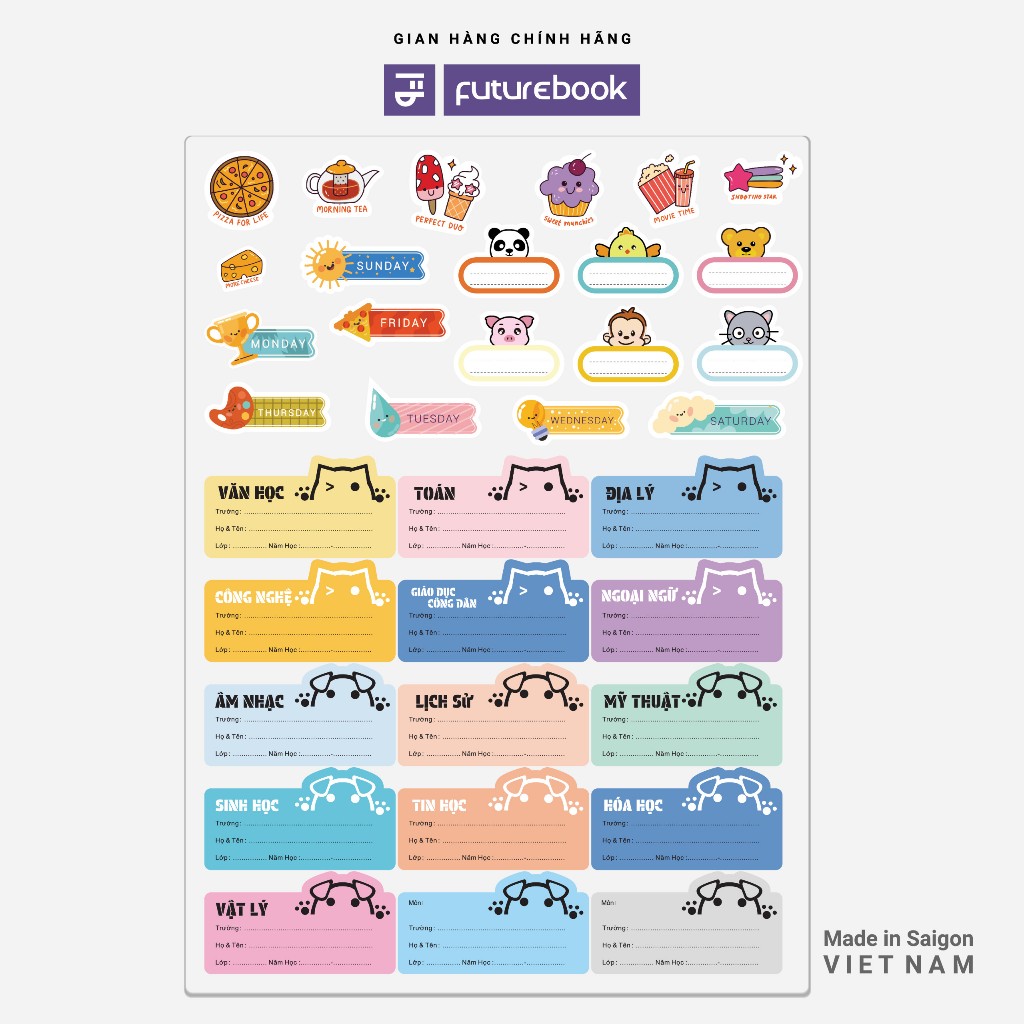 Subject Label With Sticker FUTUREBOOK Set Of 15 Subject Name Labels ...
