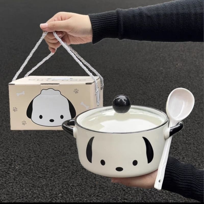 Very Cute Pochacco Cartoon Baby Pot with Spoon and Lid Set ️ | Shopee ...