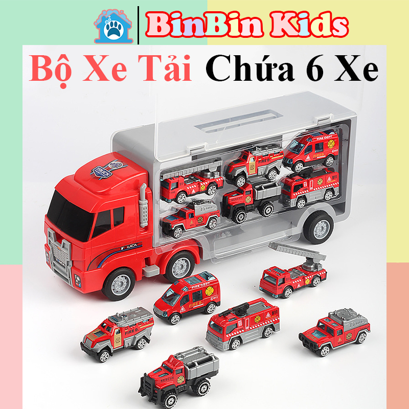 Mobile Car Garage Toy, 6-in-1 Multi-compartment Truck Set Including ...