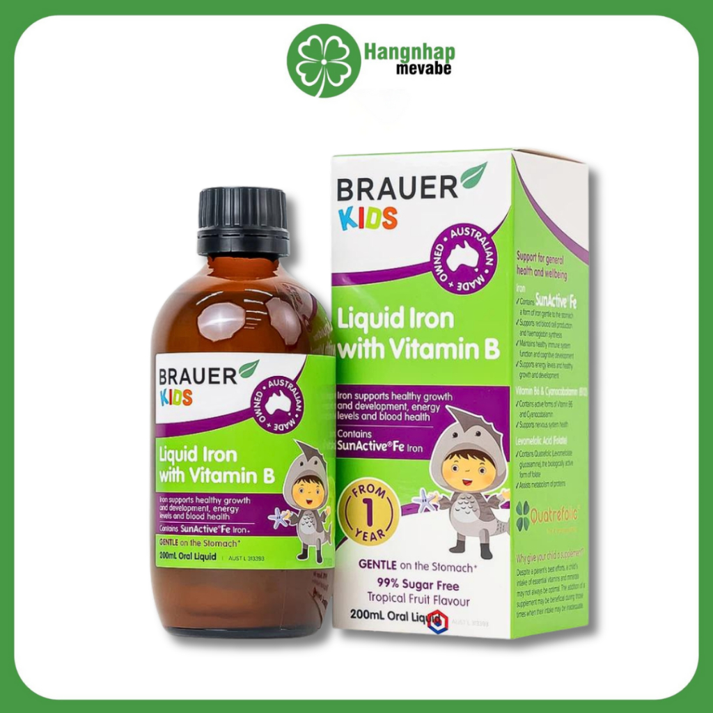 Brauer Kids Liquid Iron Syrup With vitamin B supplements Iron and ...