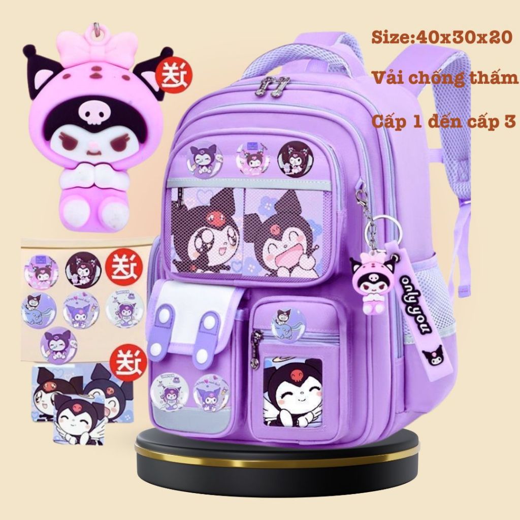 Kuro and Kuromi backpacks for grade 1 and 2 girls - Includes keychain ...