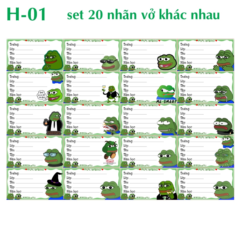 Green ECh notebook labels (set of 20 different picture notebook labels ...