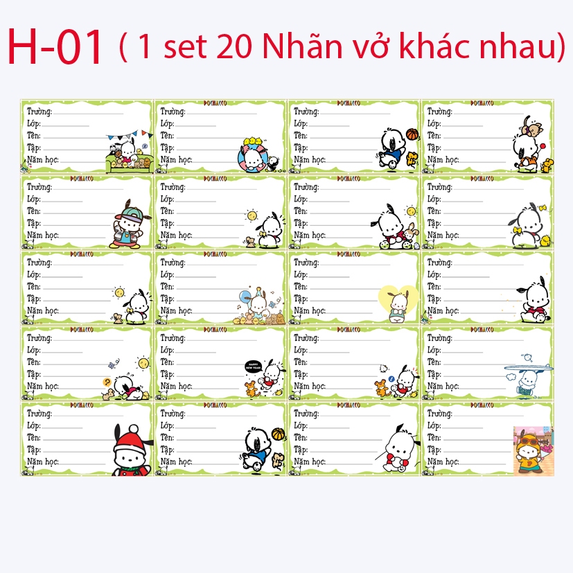 Cute Pochacco cartoon notebook labels (7 different designs) | Shopee ...