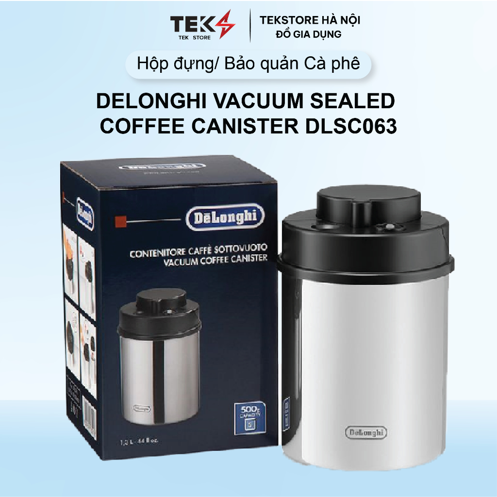 Delonghi Vacuum Sealed Coffee Canister DLSC063 1.3L Vacuum Coffee ...