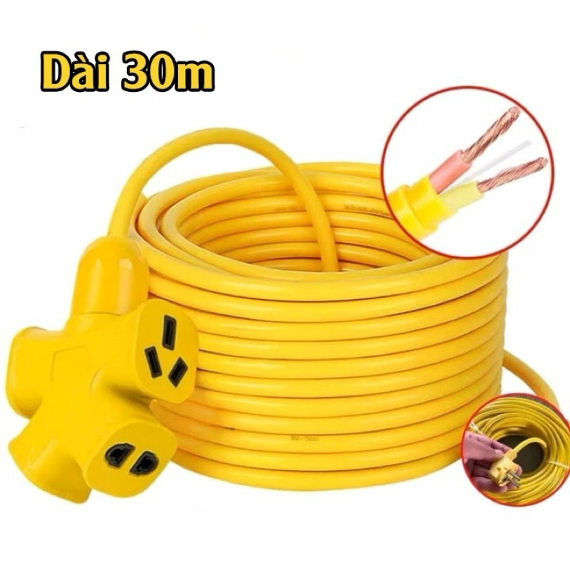 30m Long Power Coil With Socket, High-Impact Convenient Molded Plug 30M ...