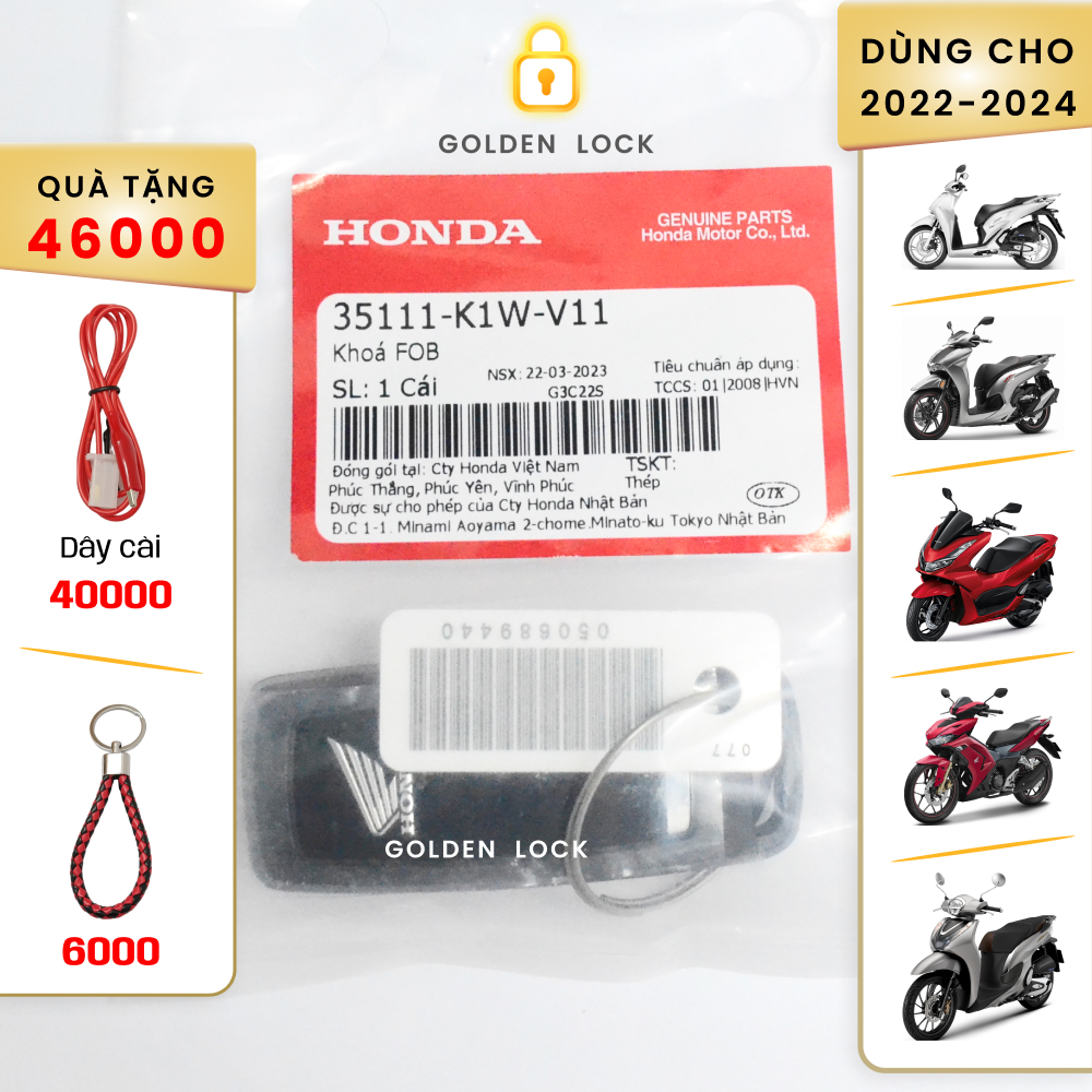 K1W smartkey Zin smart key Honda SH, PCX160, Winner, Lead 2022-2024 ...