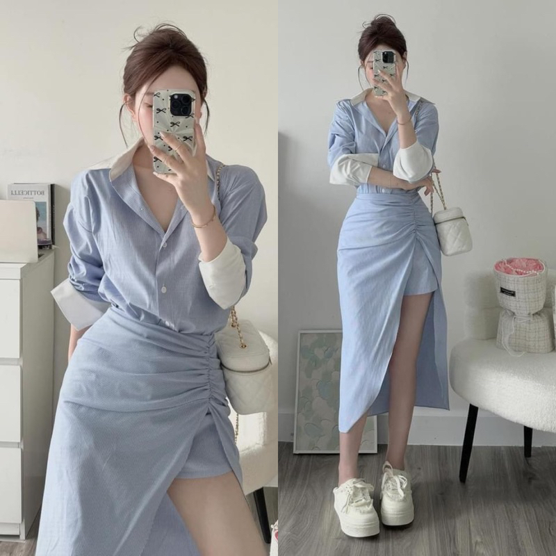 Set 2 cross-flap shirt and skirtPiece | Shopee Philippines