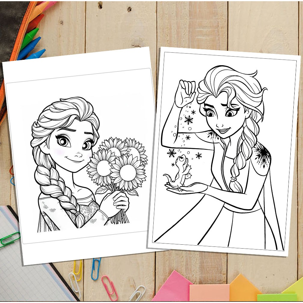 Set Of 50 Coloring Pictures Anna Elsa Frozen A4, A5 - Educational Toys ...