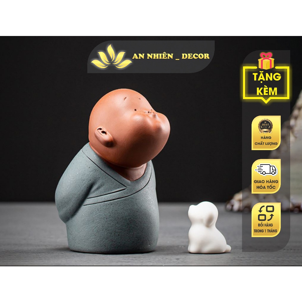 SA Statue of a Fat Dwarf Monk Standing in Peace (Comes with a Puppy ...