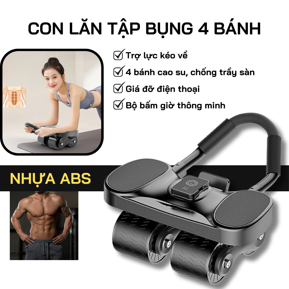 4-wheel power abdominal exercise roller, new generation 2024 home ...