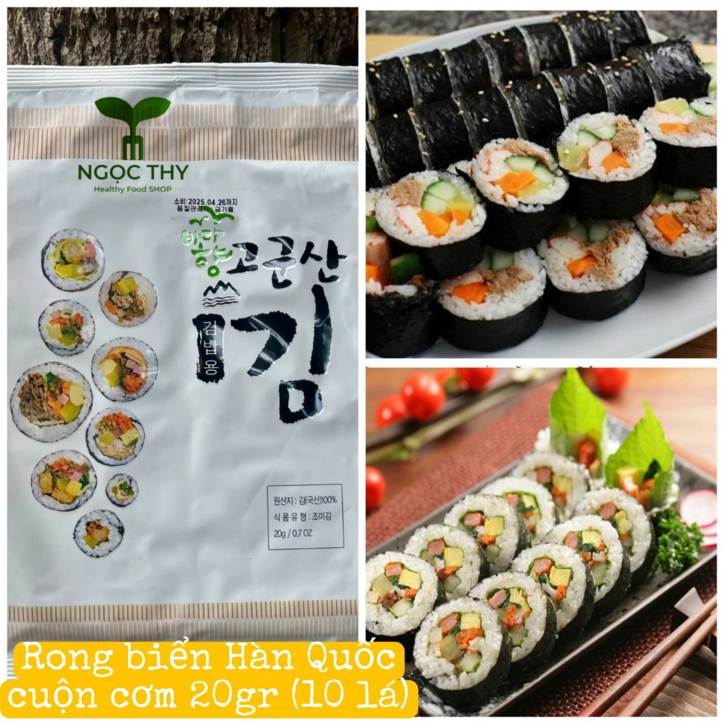 Seaweed rice rolls for sushi, Korean kimbap 10 leaves 20gr | Shopee ...