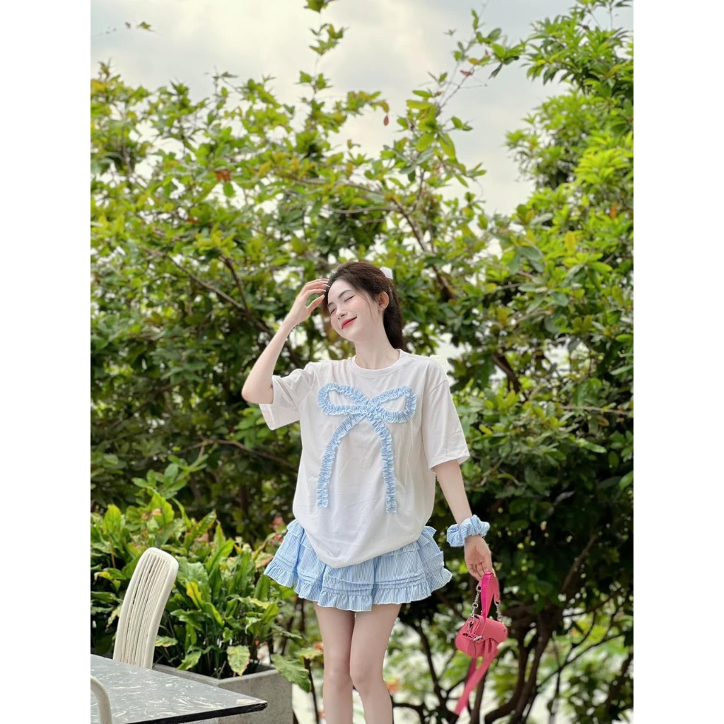 Women's Wide form Toothpick Set With Bow And Super Cute Silk Short ...