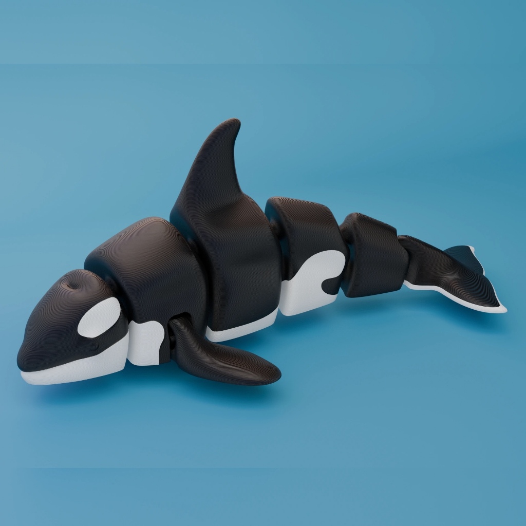 3d printed Orca assassin whale model - Flexible joint toy from safe ...