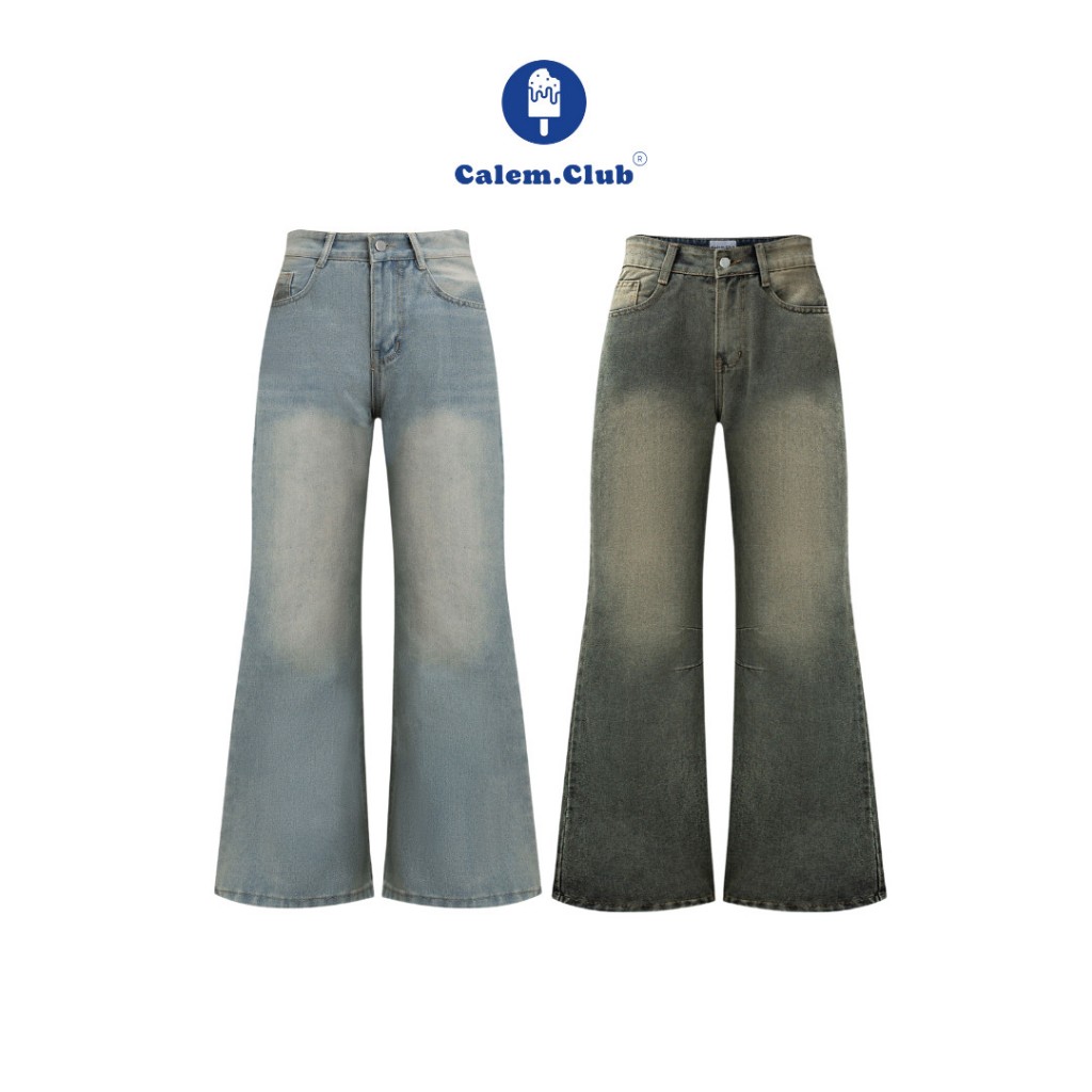 Calem club - Long wash jeans with flared legs, flattering Pants for ...