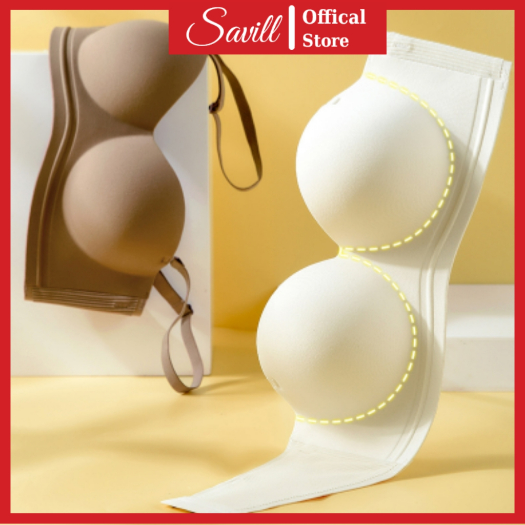 Horizontal cup molded rubber bra hugs the chest to create seductive ...