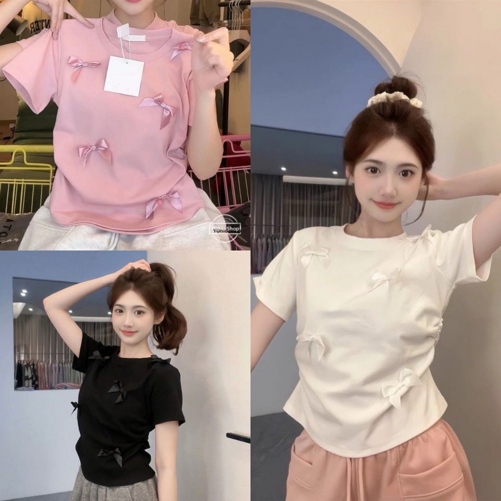 Babytee Women'S T-Shirt Attached 5 Bows Soft Elastic Cotton Swab, Cool ...